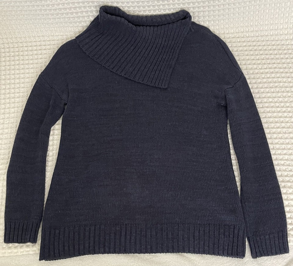 Matty M Womens Size Small Knit Envelope Sweater Navy Blue Long Sleeve ...
