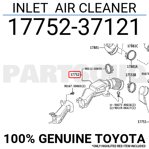 1775237121 Genuine Toyota INLET AIR CLEANER 17752-37121 | eBay