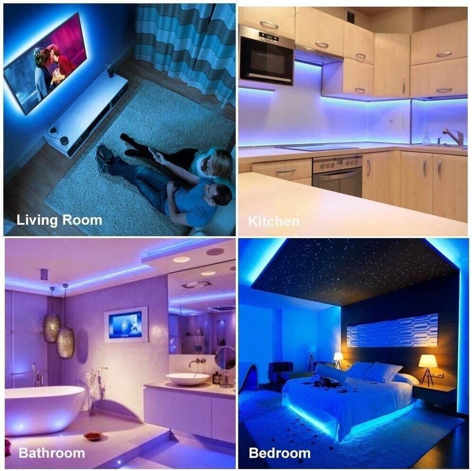 32ft LED Strip Lights Remote Control Bedroom for Indoor Use | eBay
