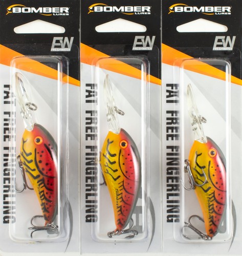 (LOT OF 3) BOMBER FAT FREE SHAD FINGERLING 3/8OZ BD5FDCF CRAWFISH ...