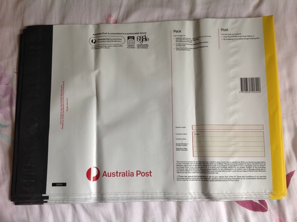 AUSTRALIA POST EXPRESS POST LARGE PREPAID SATCHELS 5KG X 10 BRAND NEW | eBay Australia