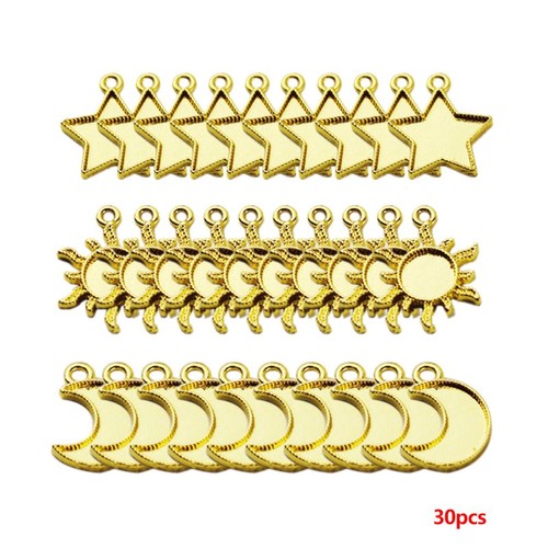 30x Star Moon for Sun Pendant Metal Frame Resin Open Bezel Setting for ...