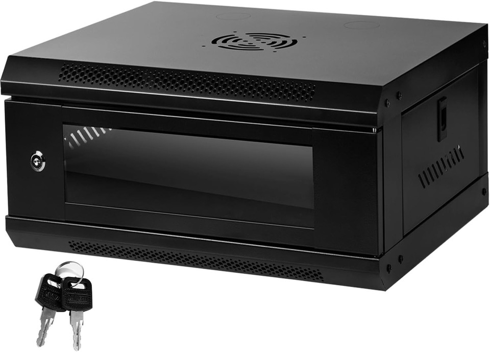 Server Rack Enclosure with Glass Door Black, Locks, & Removable Side ...