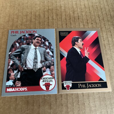 PHIL JACKSON Coach 1990 Hoops #308 & Skybox #304 Chicago Bulls ...
