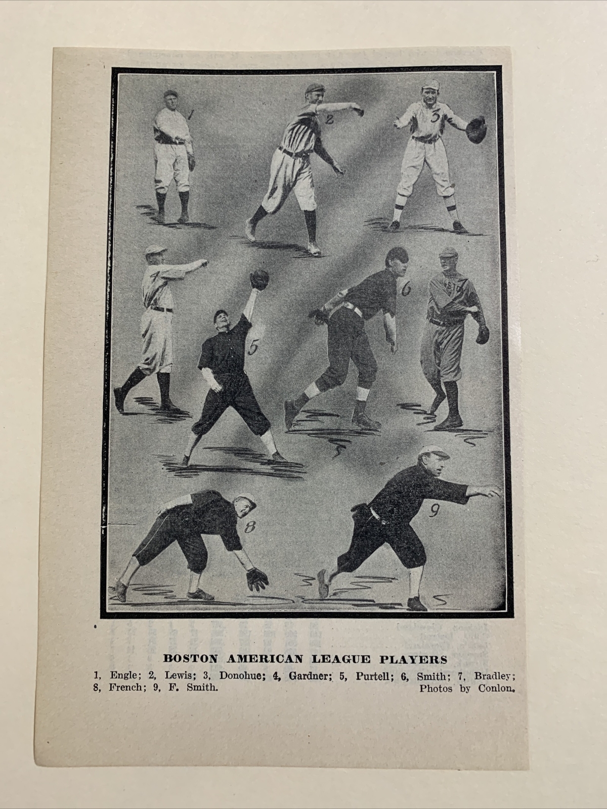 Boston Red Sox Duffy Lewis Larry Gardner Clyde Engle 1910 Baseball 5X7 ...