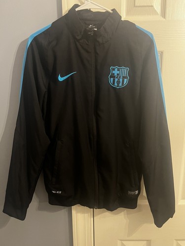 Nike FCB Mens Small Full Zip Up Jacket Barcelona Black Soccer Track ...