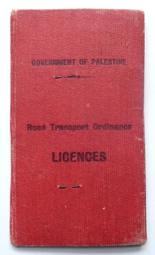 BRITISH PALESTINE DRIVER LICENSE COMMERICAL VEHICLE DOCUMENT 1941-1945 ...