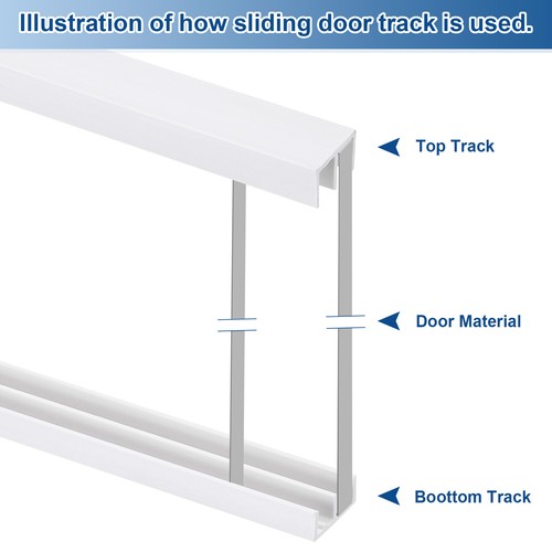 1Set White Plastic Sliding Door Track, Track for 1/4" Thick Panels (2Ft ...