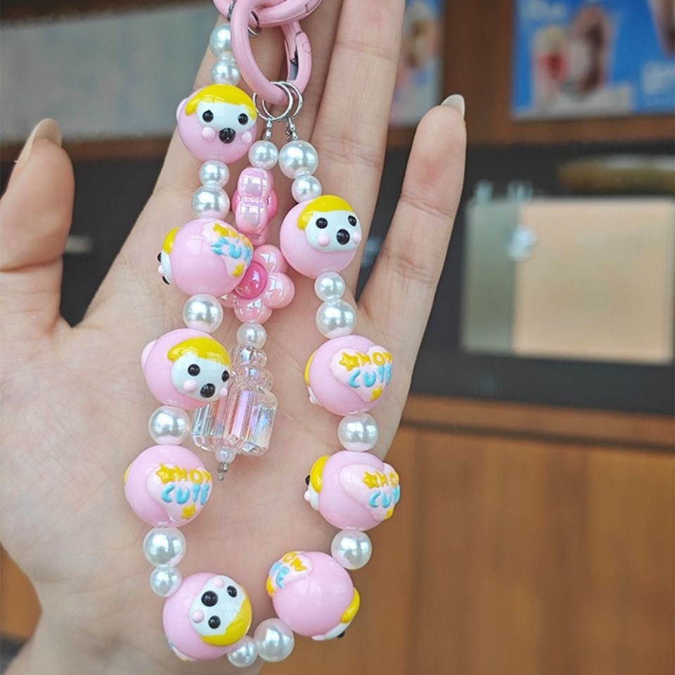 Acrylic Bubble Mate Mobile Chain Labubu Colorful Beads Keychain | eBay
