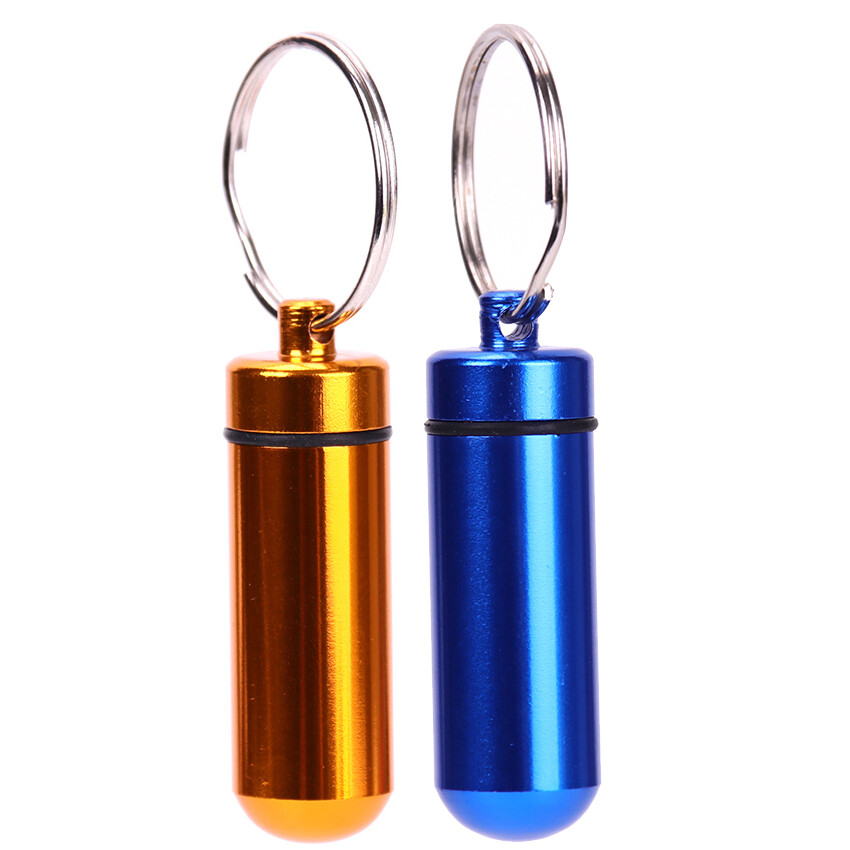 2x Keyring Tablets Medicine Container Pill Box Aluminium Key Chain Drug ...