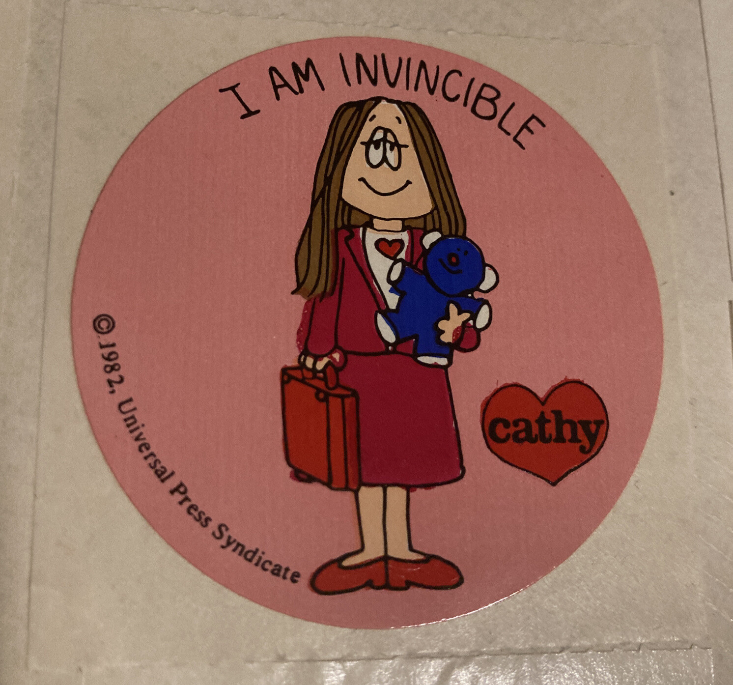 Vintage 1982 Cathy Sticker “I am Invincible” | eBay