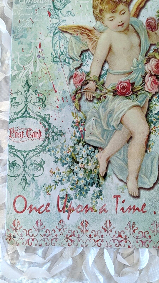 Shabby Chic French Victorian Christmas Cherub Pink Roses Angel Tin Sign ...