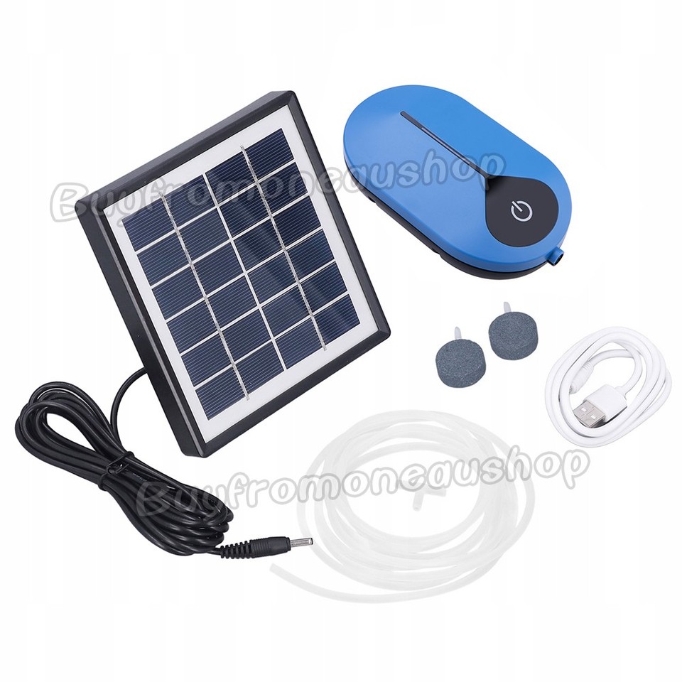 Solar Powered Oxygenator Aerator Air Pump Oxygen Kit Outdoor Pond Fish ...