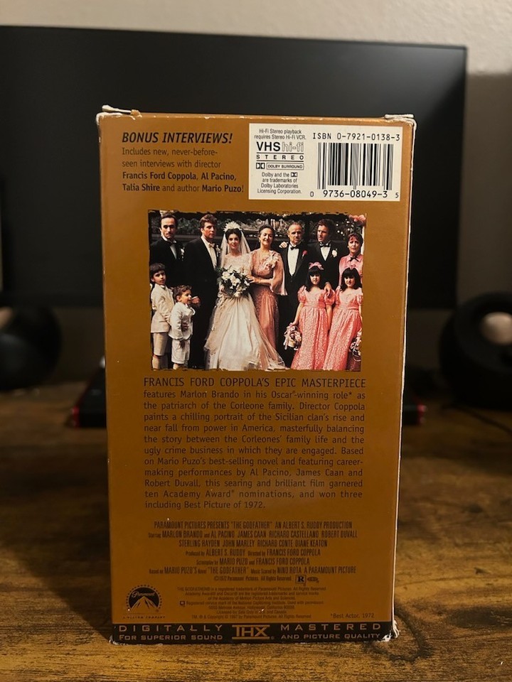 The Godfather Part 1 VHS Tape 1989 Paramount Pictures Francis Ford ...