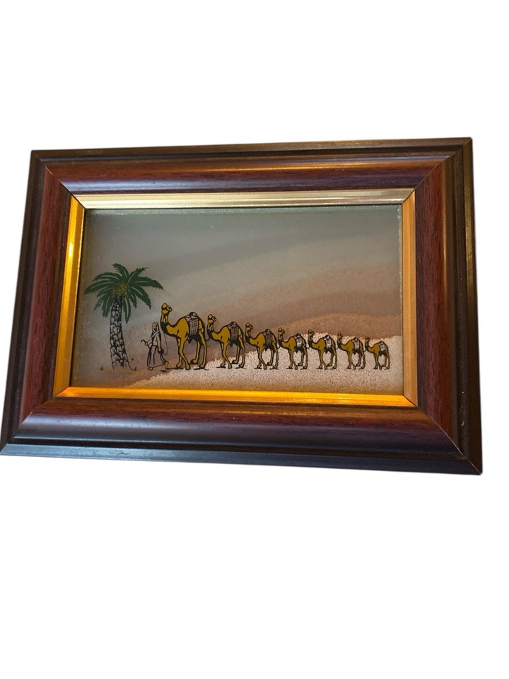 Vintage UAE Sand Art Camel Caravan Frame Handmade In Dubai UAE | eBay UK