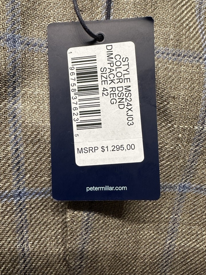 Peter Millar Men's Mason Windowpane Plaid Desert Sand Sport Coat Size ...