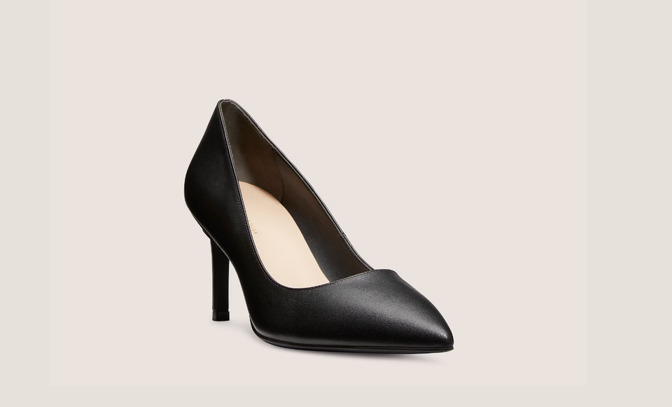 New Stuart Weitzman Dancer 75mm Leather Pump Black Size 7.5 Heel Height ...