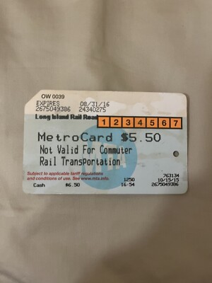 NYCT MTA MetroCard - $5.50 Not Valid For Commuter Rail | eBay