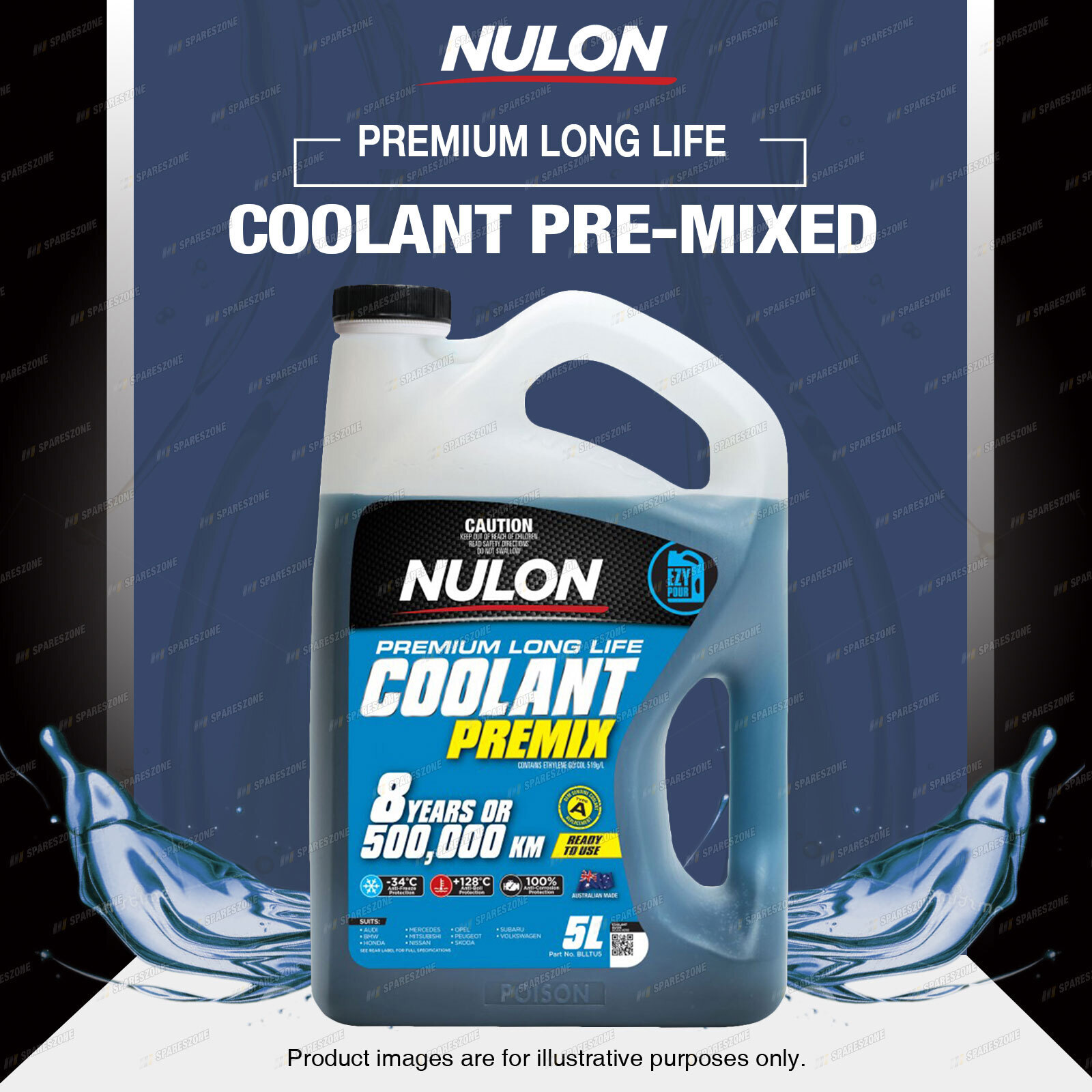 Nulon Blue Premix Coolant 5L for MERCEDES-BENZ Sprinter A-CLASS A170 ...