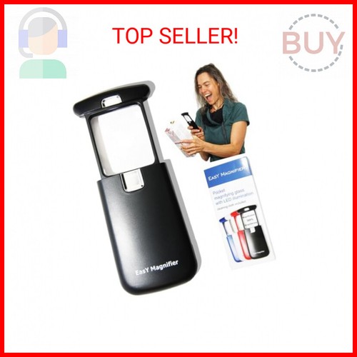 EasY Magnifier Pocket Magnifying Glass with LED Light 3X Small Handheld ...