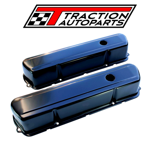 Valve Covers Black Holden V8 253-308 Tall Smooth Steel-pr. Suit Roller ...