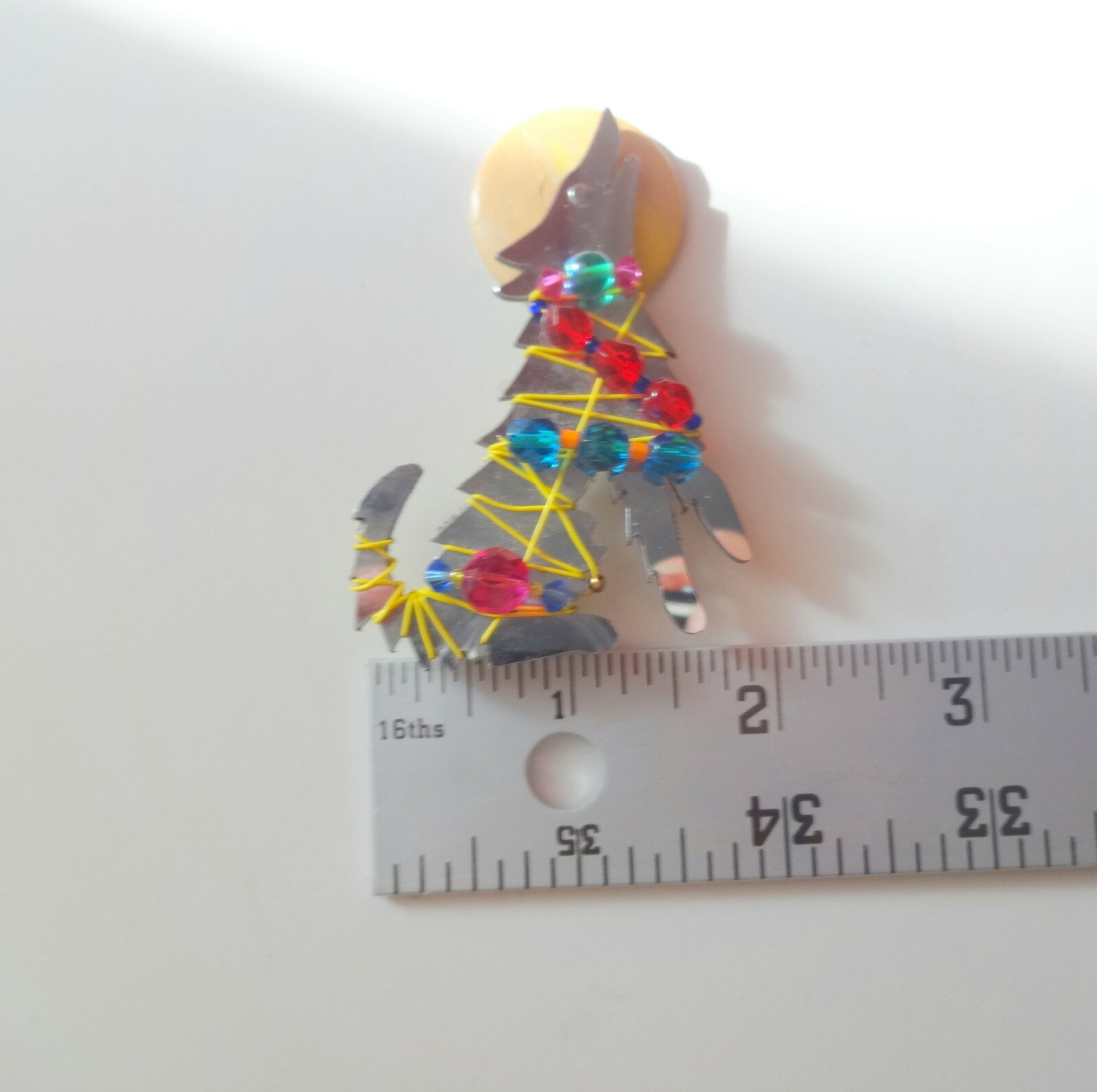 Liztech Mirrored 1991 Signed Artisan Hand Crafted Moon Howling Wolf Pin ...