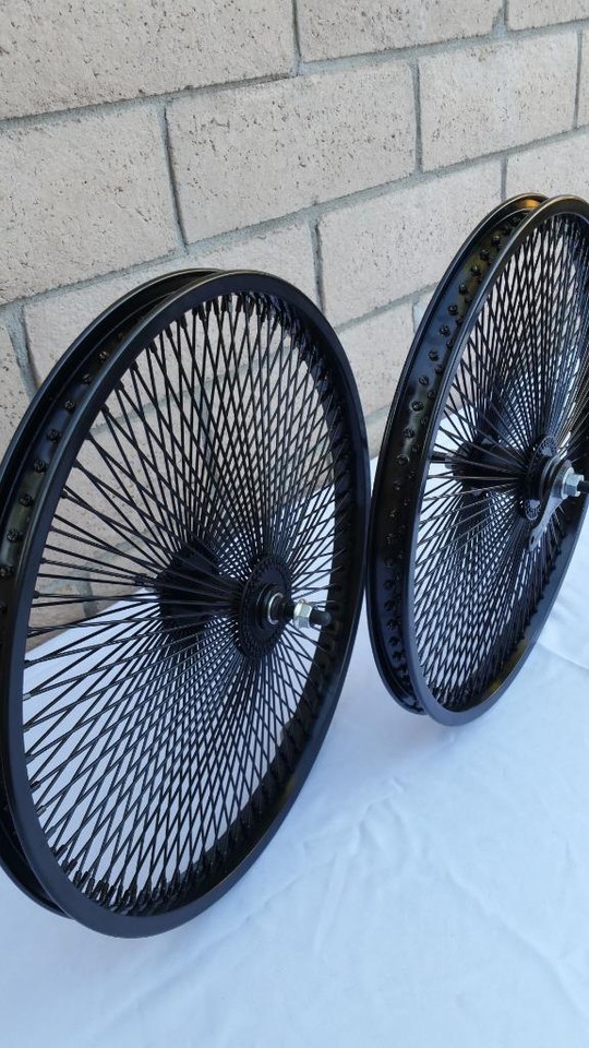 20" Lowrider Bicycle Dayton BLACK Wheels 144 Spokes Front & Rear Set ...