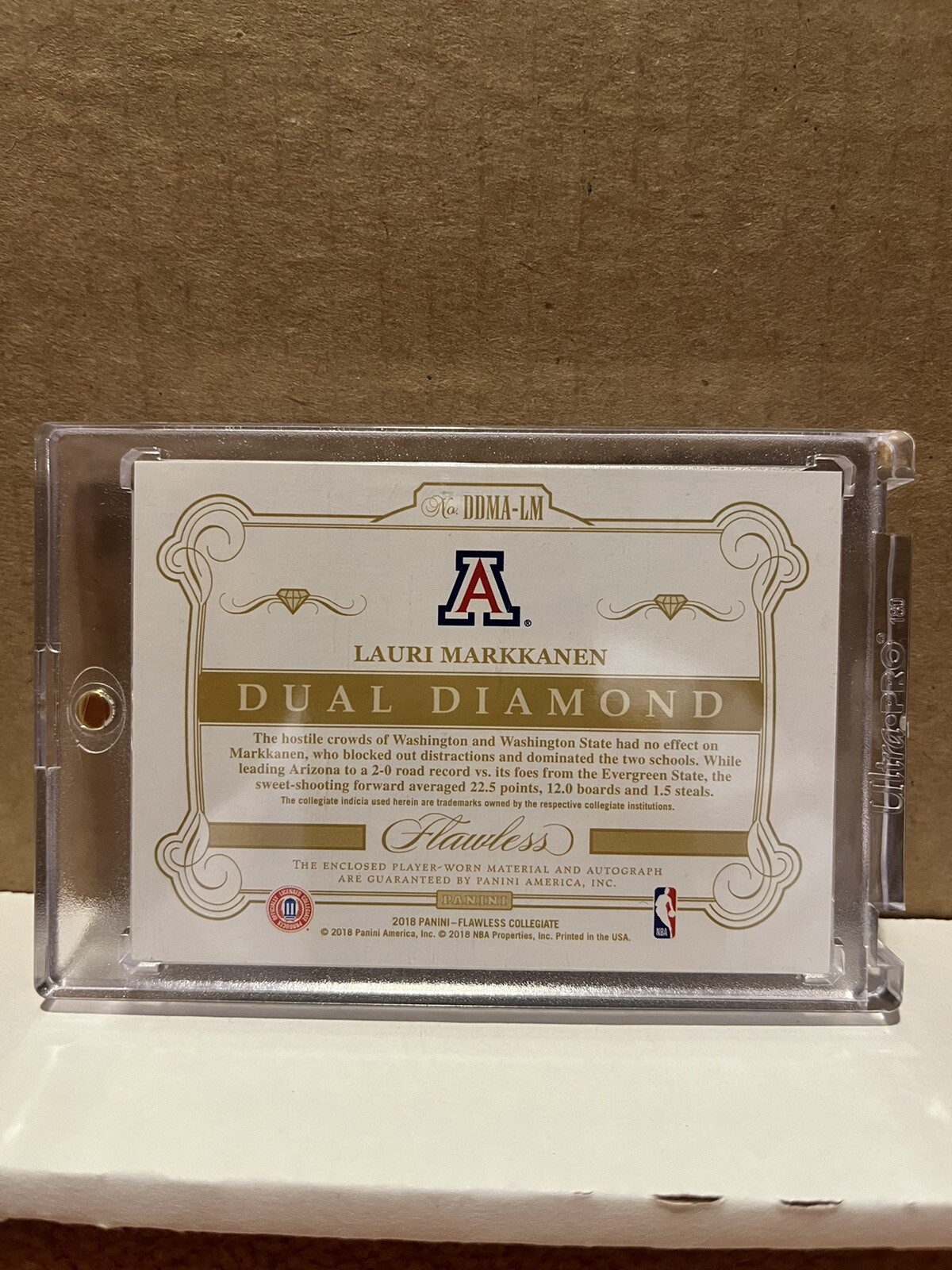 2018 Panini Flawless Collegiate Lauri Markkanen Dual Diamond Patch Auto ...