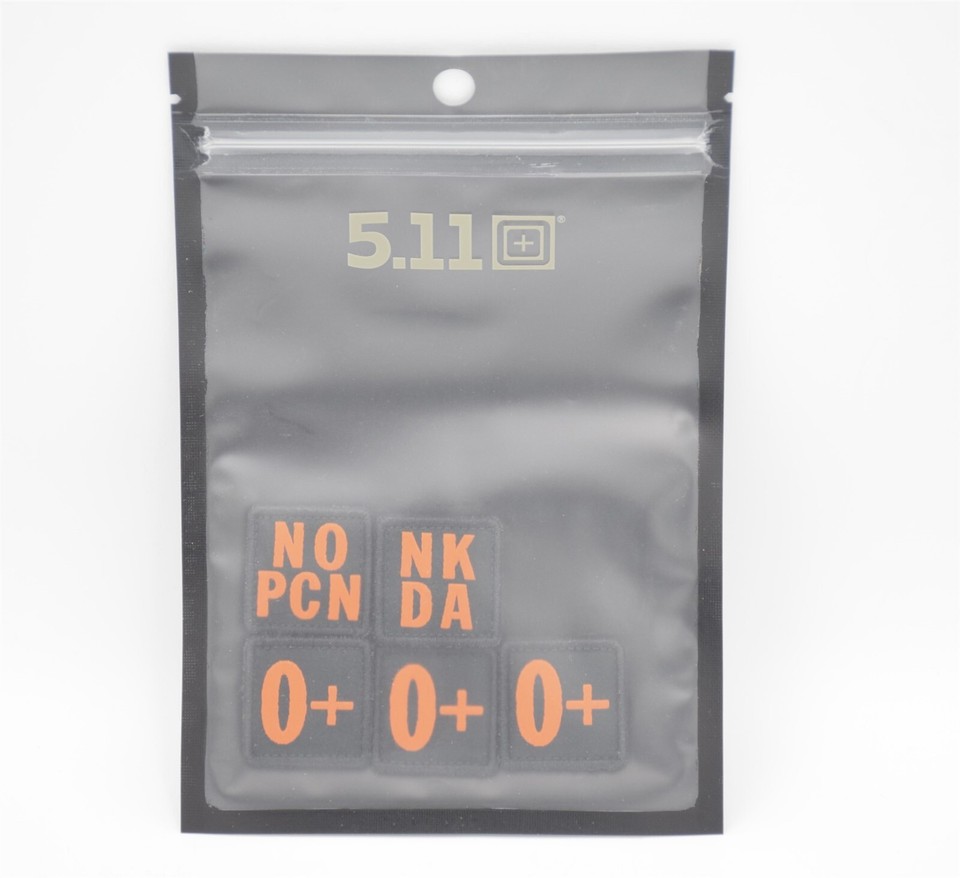 5.11 TACTICAL O POSITIVE O+ BLOOD TYPE KIT LOGO PATCH HOOK/LOOP BACKING (5 PACK) | eBay