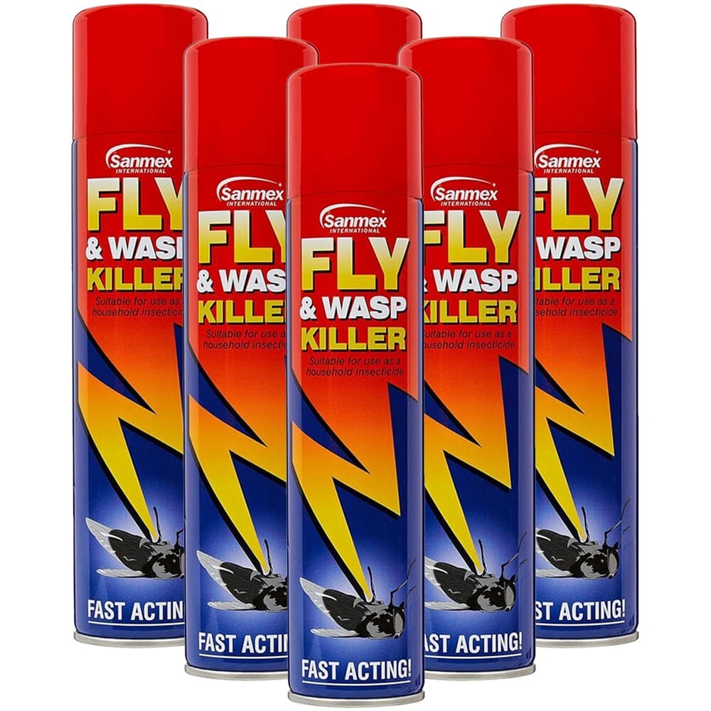 Sanmex Fly & Wasp Killer 300ml - Fast acting fly spray - 1, 3, 6, and ...