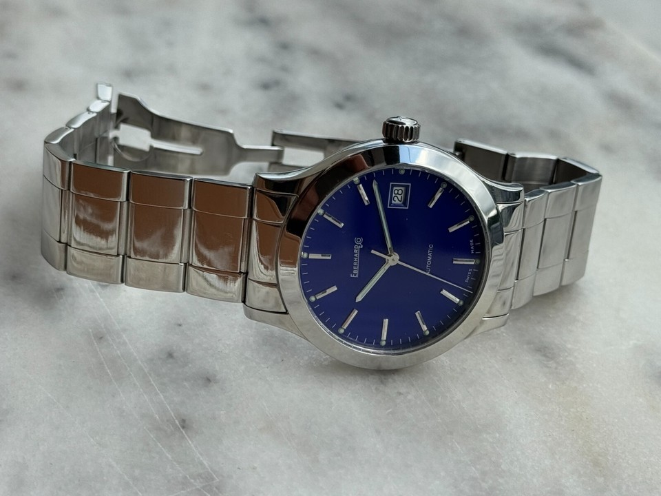 Eberhard Aiglon Automatic Watch 41016 Blue Dial Mens 37.5mm Swiss Made ...