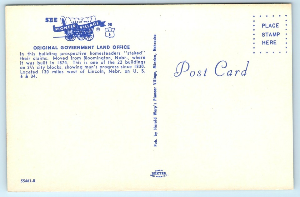 POSTCARD Original Government Land Office Bloomington Nebraska Pioneer ...