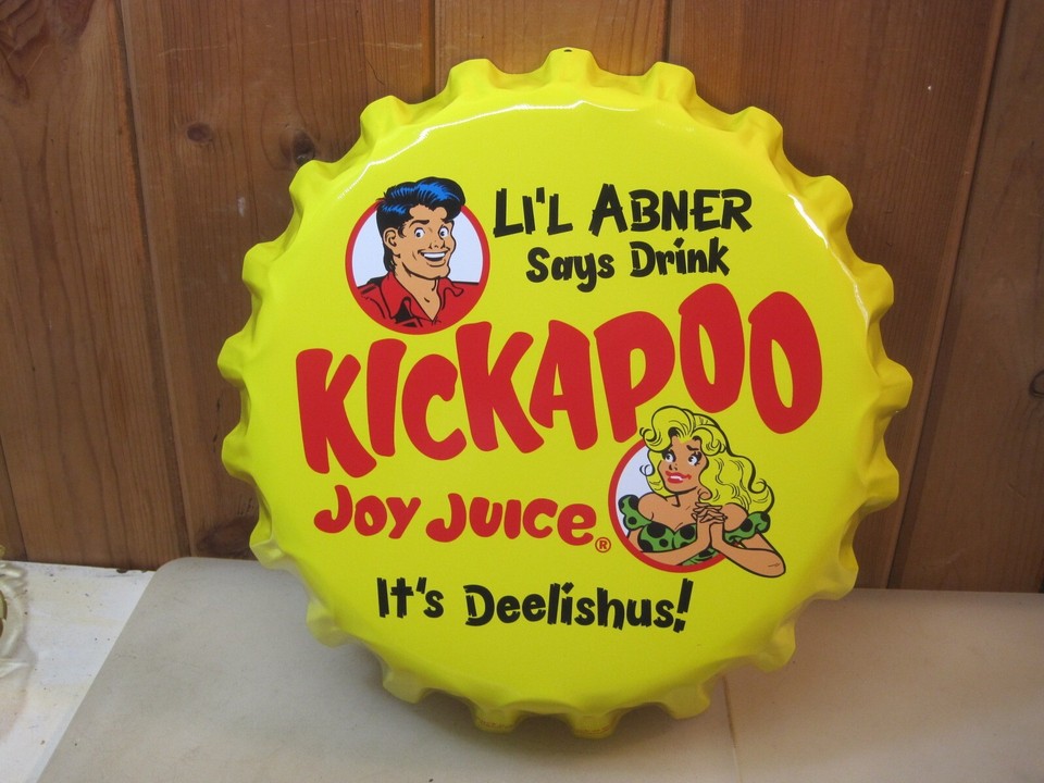 Kickapoo Joy Juice 15" Bottle cap Metal Sign Lil Abner Daisy Mae ...