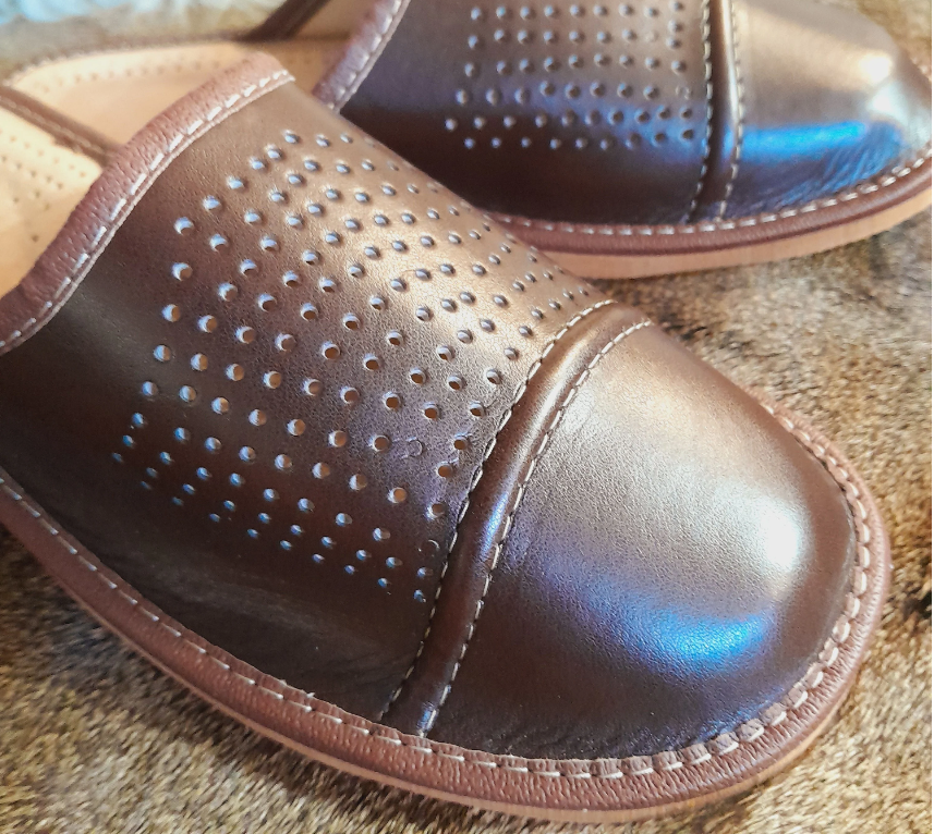 Men's Mule slippers genuine leather Mountain style FOLK Hand Made ...
