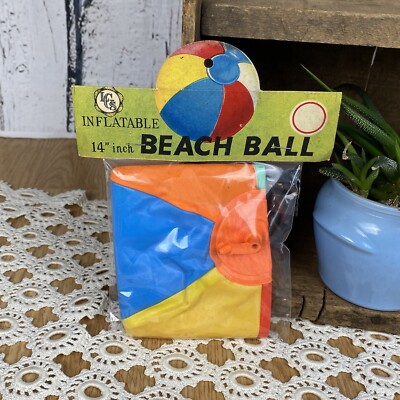 Vintage Inflatable Beach Ball Blow Up Ball NOS 1960s 14” Small | eBay