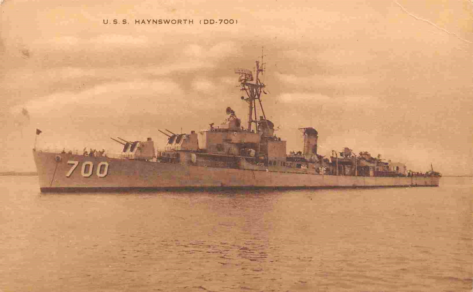 USS Haynsworth DD-700 US Navy Destroyer Ship WWII era sepia postcard | eBay