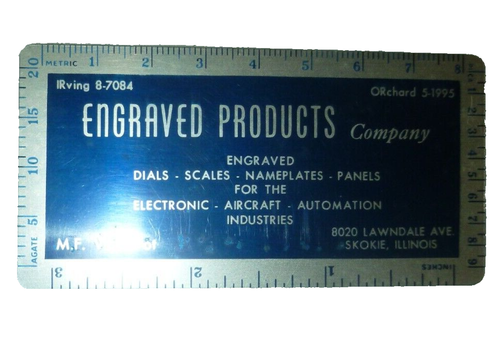 Engraved Products Co Metal Rule Ruler Decimal Inch USA | eBay