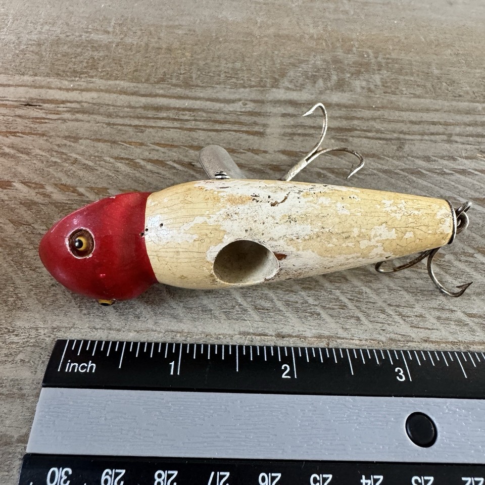 Vintage Creek Chub Jigger Red & White Fishing Lure Old Tackle Box Bait ...