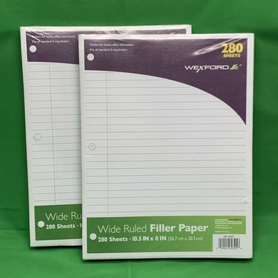 Wexford Wide Ruled Filler Paper 280/Pack (Lot Of 2) 3-Hole Punched 8x10 ...