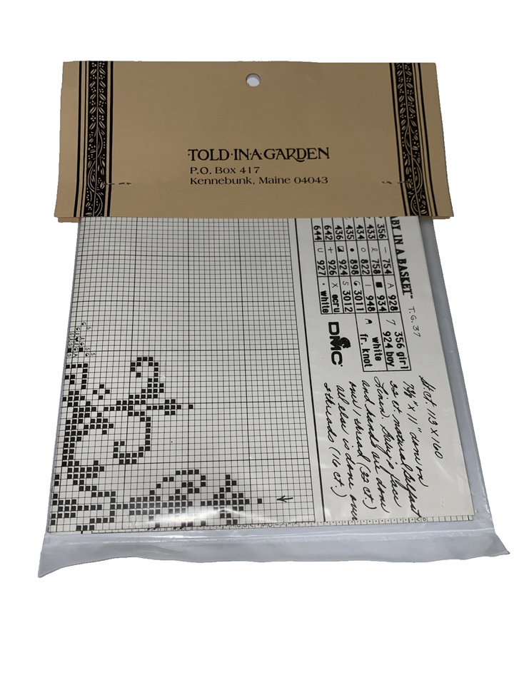 Baby in a Basket ~Told in a Garden Birth Announcement Cross Stitch ...