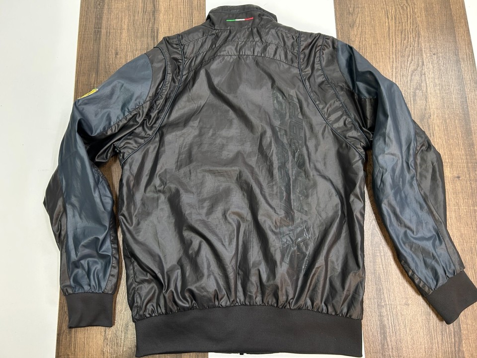 Puma x Ferrari Mens S Black Racing Bomber Jacket Mesh Lined Zip Pockets ...