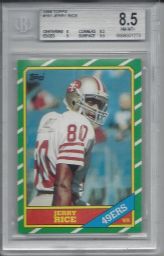 JERRY RICE 1986 TOPPS FOOTBALL RC #161 ROOKIE BGS 8.5 SAN FRANCISCO ...