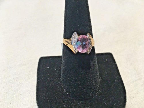 YELLOW GOLD 2 CT BRAZILIAN VIOLET TOPAZ DIAMOND RING SIZE 8 | eBay