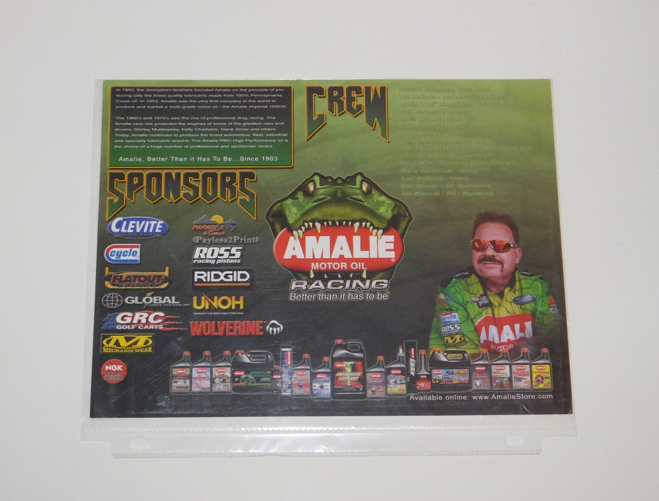 Terry McMillen NHRA Amalie Drag Racing Autograph Promo Hero Card SIGNED ...