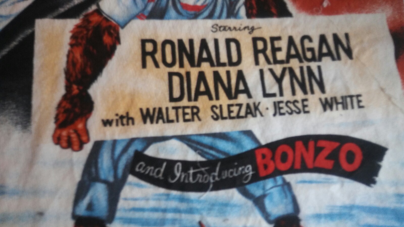 Cloth Movie Poster "Bedtime for Bonzo" Ronald Reagan Diana Lynn 1982 de ...