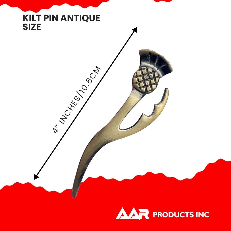 Kilt Pin Scottish AAR Brand Celtic Crest Antique/Chrome Brass Finish ...