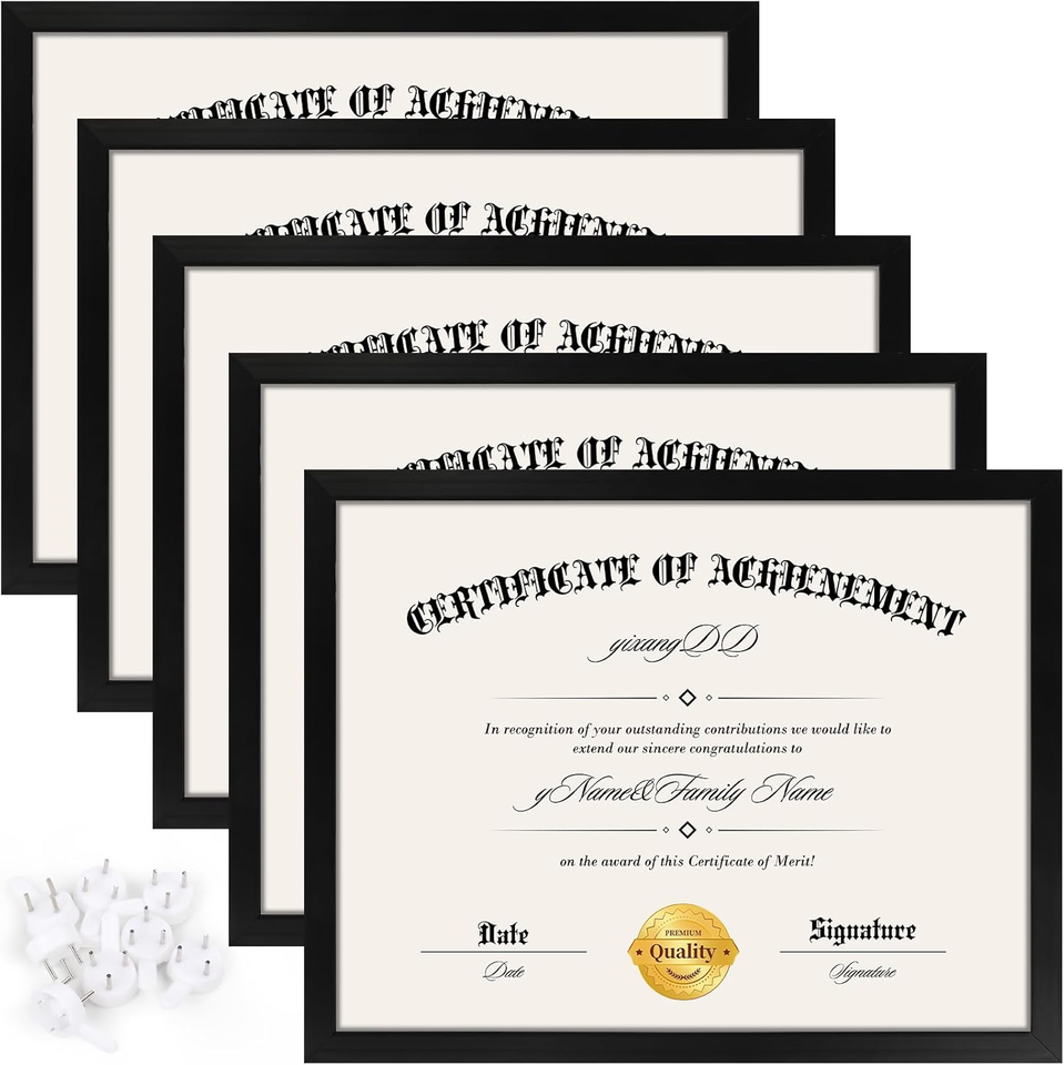 5 PACK Certificate Frames 8.5 x 11, Black Diploma Frame Document Frame ...