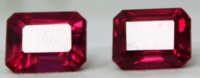 RE-12/RE-8 Matched Pair Natural Mozambique Red Ruby 16.19 cttw Emerald Cut | eBay