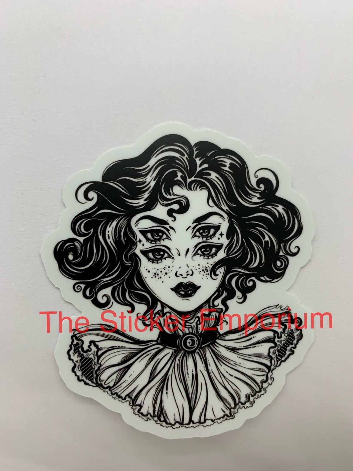 Girl With 4 Eyes Goth Sticker ~ Gothic Weird Freaky Scary Creepy Witch ...