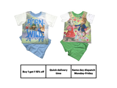 Boys Girls Official Peter Rabbit Shorts Pyjamas Pajamas Pjs Childrens 2 ...